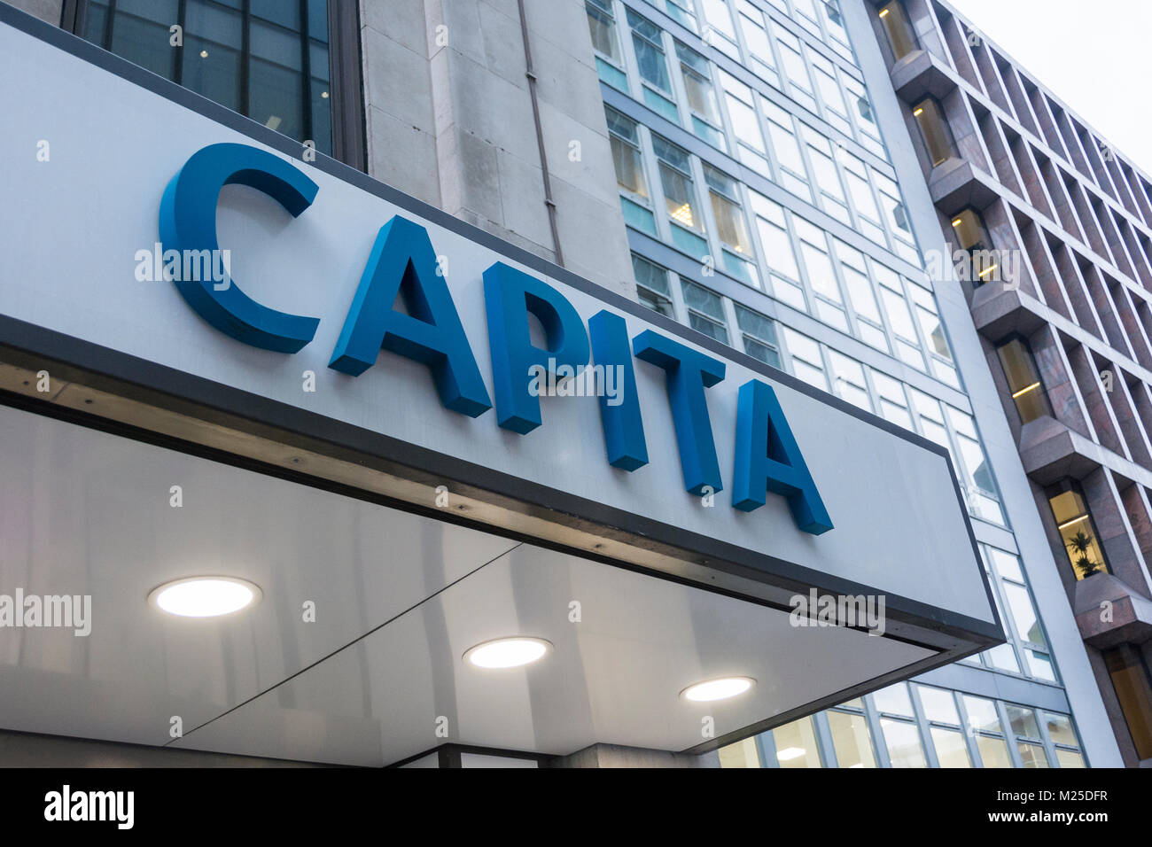 London, England, UK. 5 February, 2018. Signage outside Capita offices ...