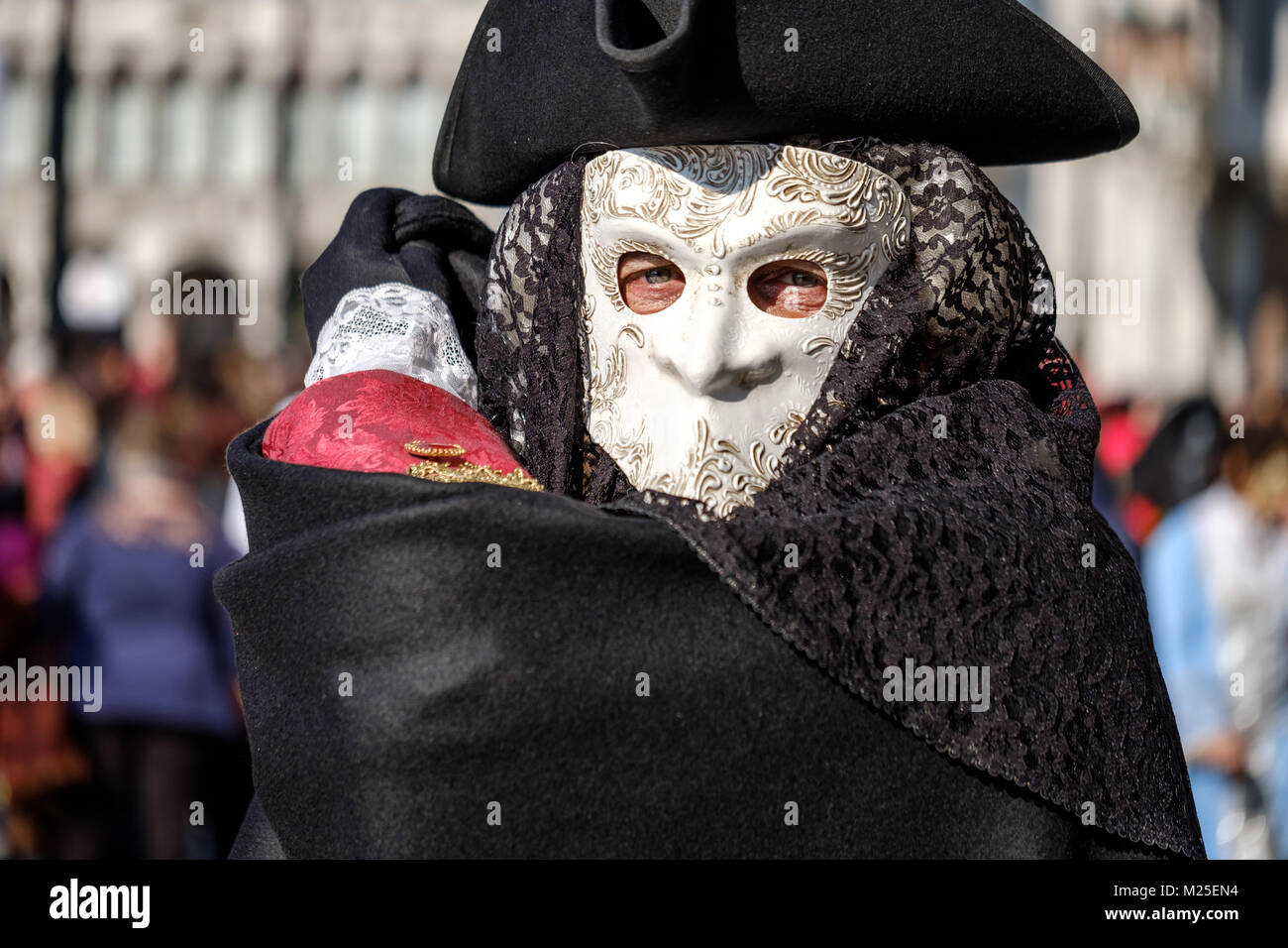 The Larva, a traditional Venetian mask posing in Piazza San Marco ...