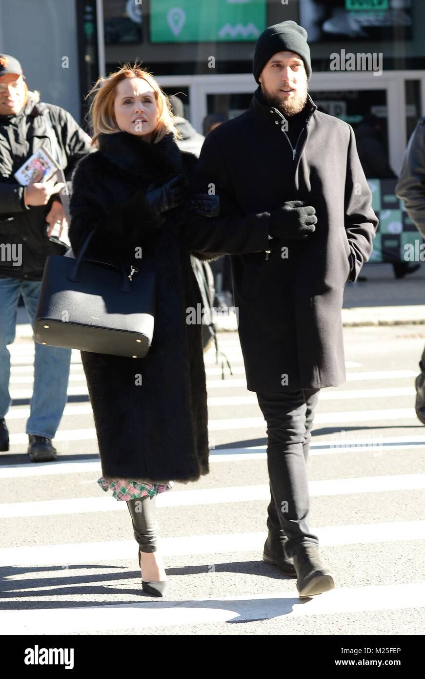 New York, NY, USA. 5th Feb, 2018. Mena Suvari, Michael Hope out and ...