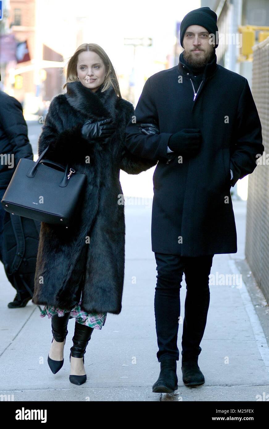 New York, NY, USA. 5th Feb, 2018. Mena Suvari, Michael Hope out and ...
