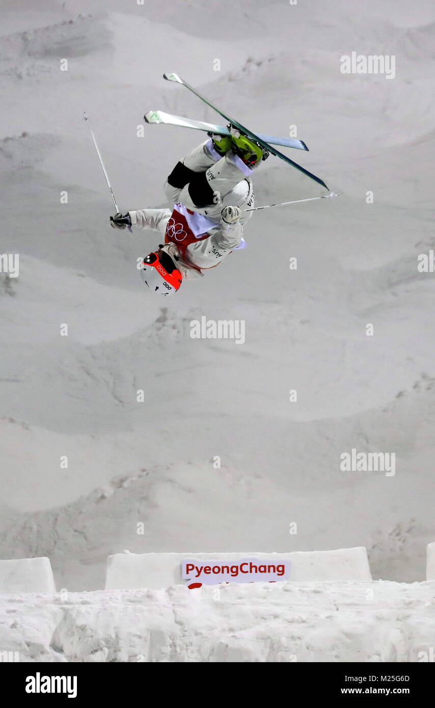 06th Feb, 2018. Mogul skiing A skier practices mogul skiing at Phoenix ...