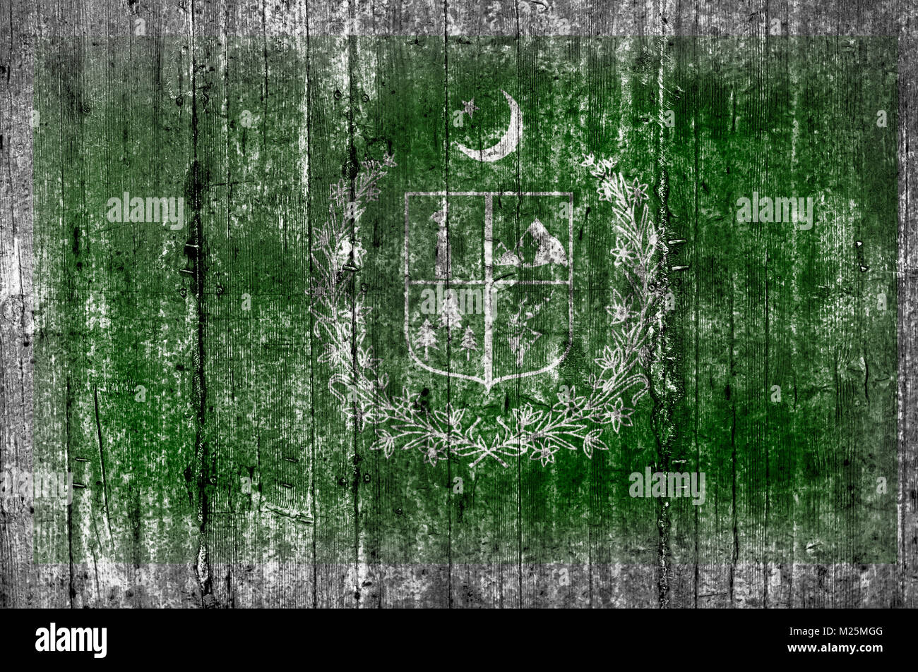 Gilgit Baltistan flag painted on background texture gray concrete Stock ...