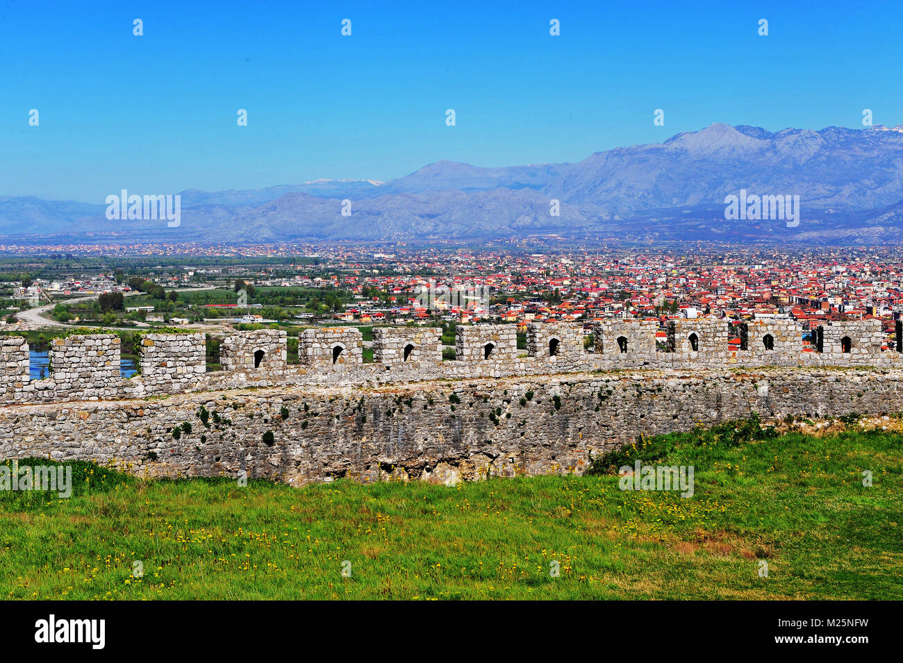 Old fortress walls, Shkoder city, Albania Stock Photo - Alamy