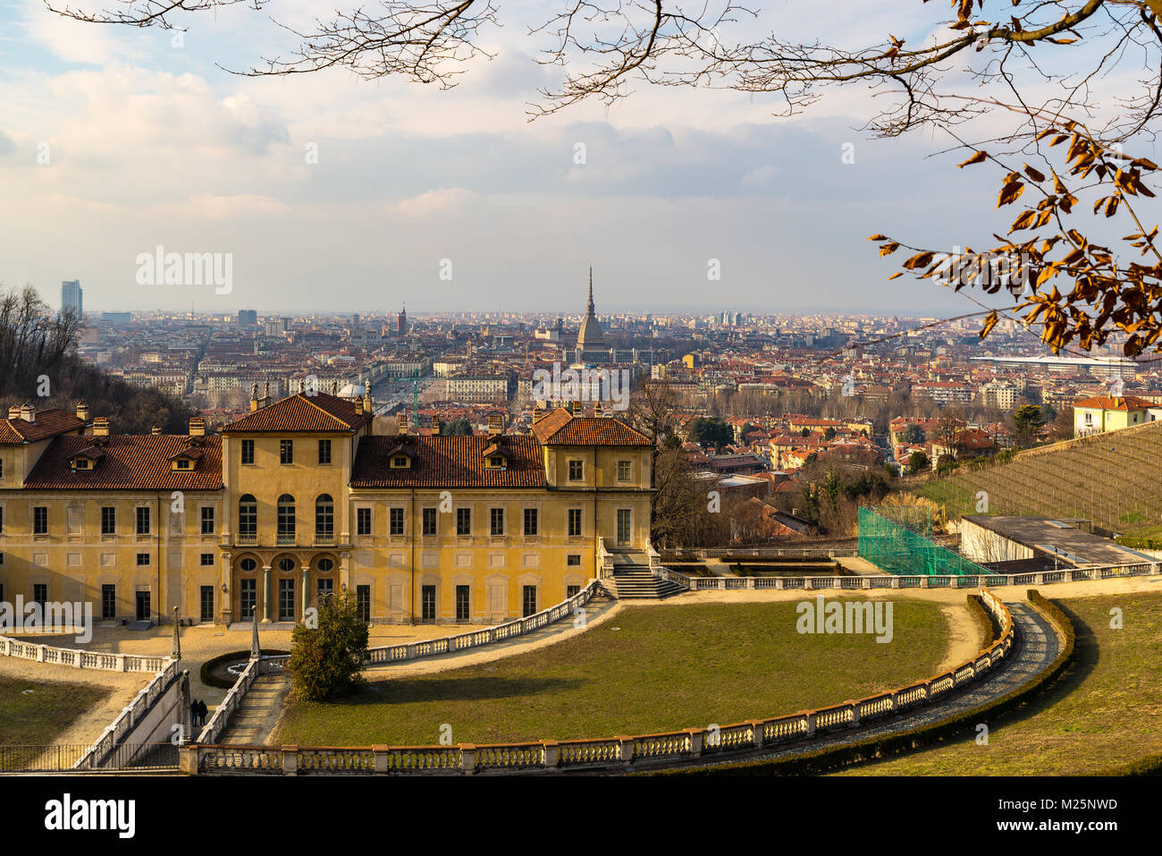 Turin cityscape, Torino, Italy at sunset, panorama with the Mole ...