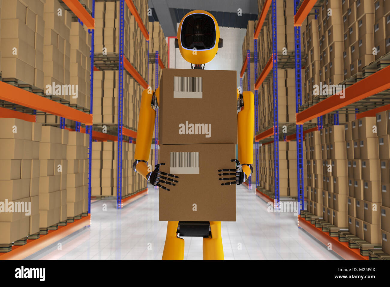 a robot warehouse worker (3d rendering Stock Photo - Alamy