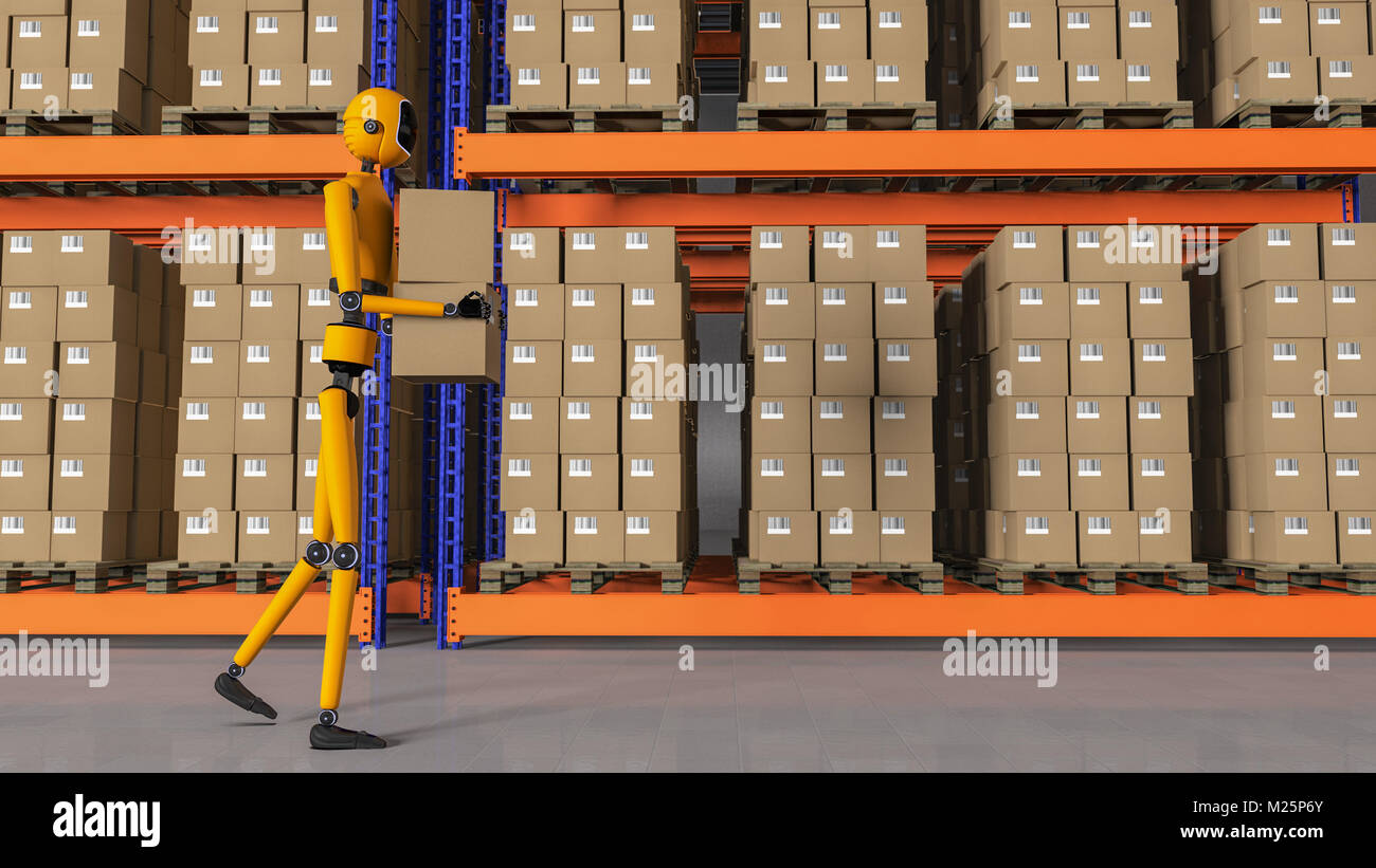 a robot warehouse worker (3d rendering Stock Photo - Alamy