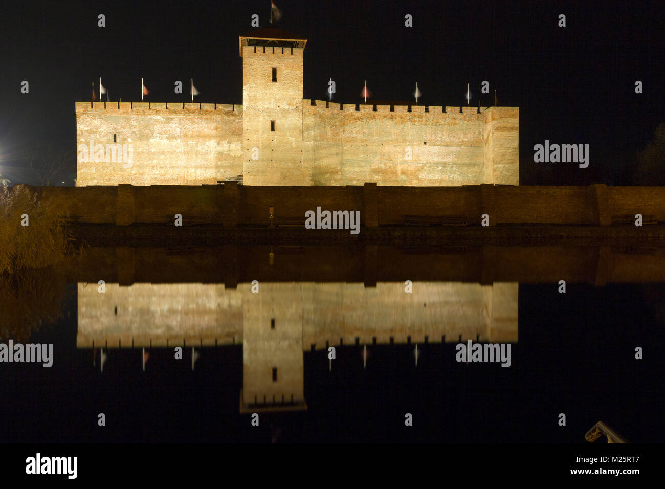 Gyula castle by night in Gyula, Hungary Stock Photo - Alamy