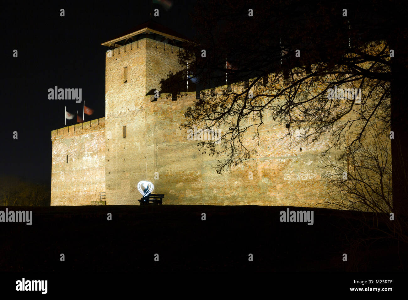 Gyula castle by night in Gyula, Hungary Stock Photo - Alamy