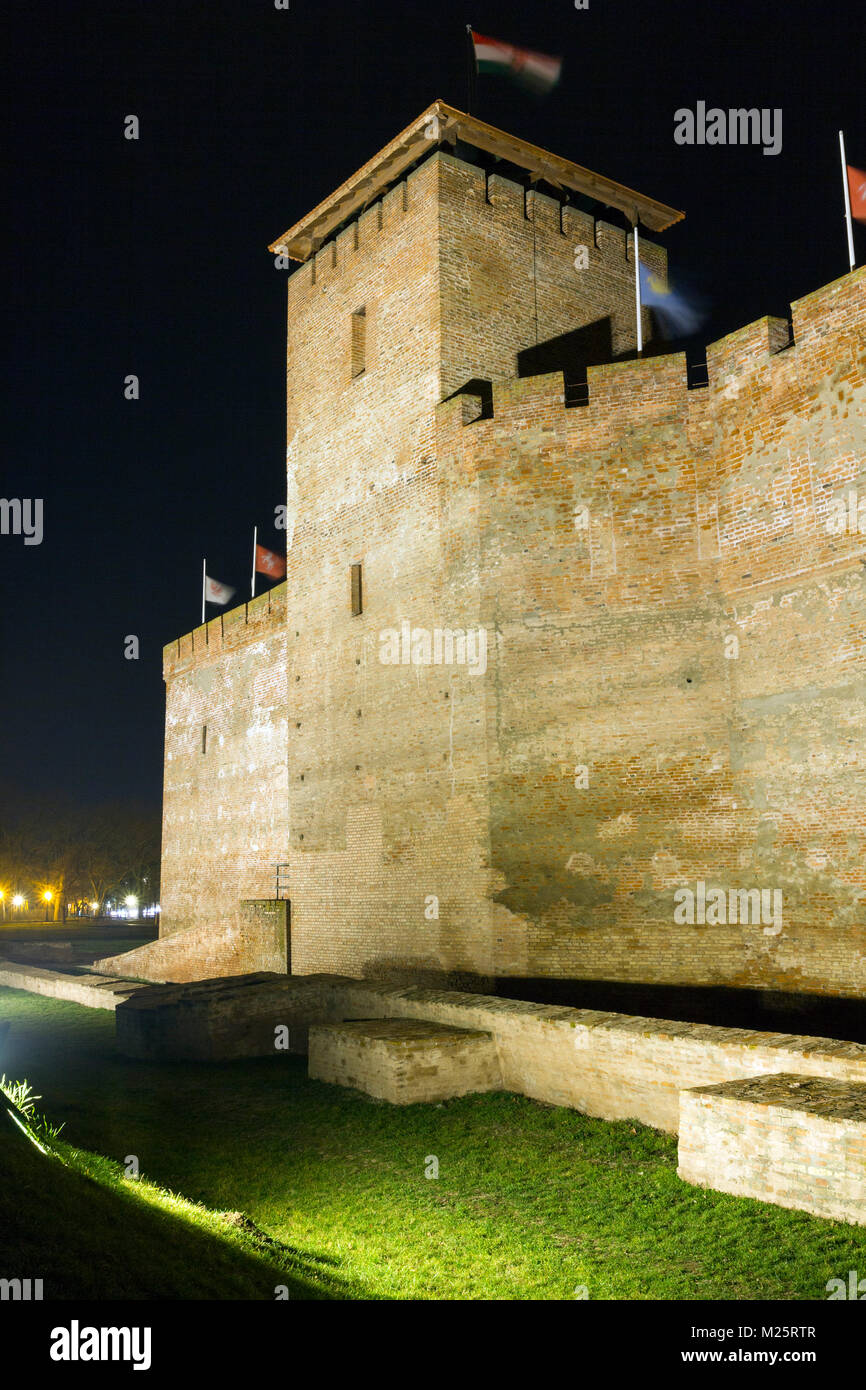 Gyula castle by night in Gyula, Hungary Stock Photo - Alamy