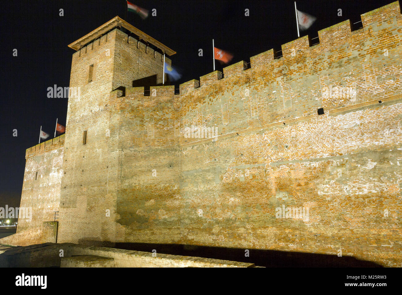 Gyula castle by night in Gyula, Hungary Stock Photo - Alamy