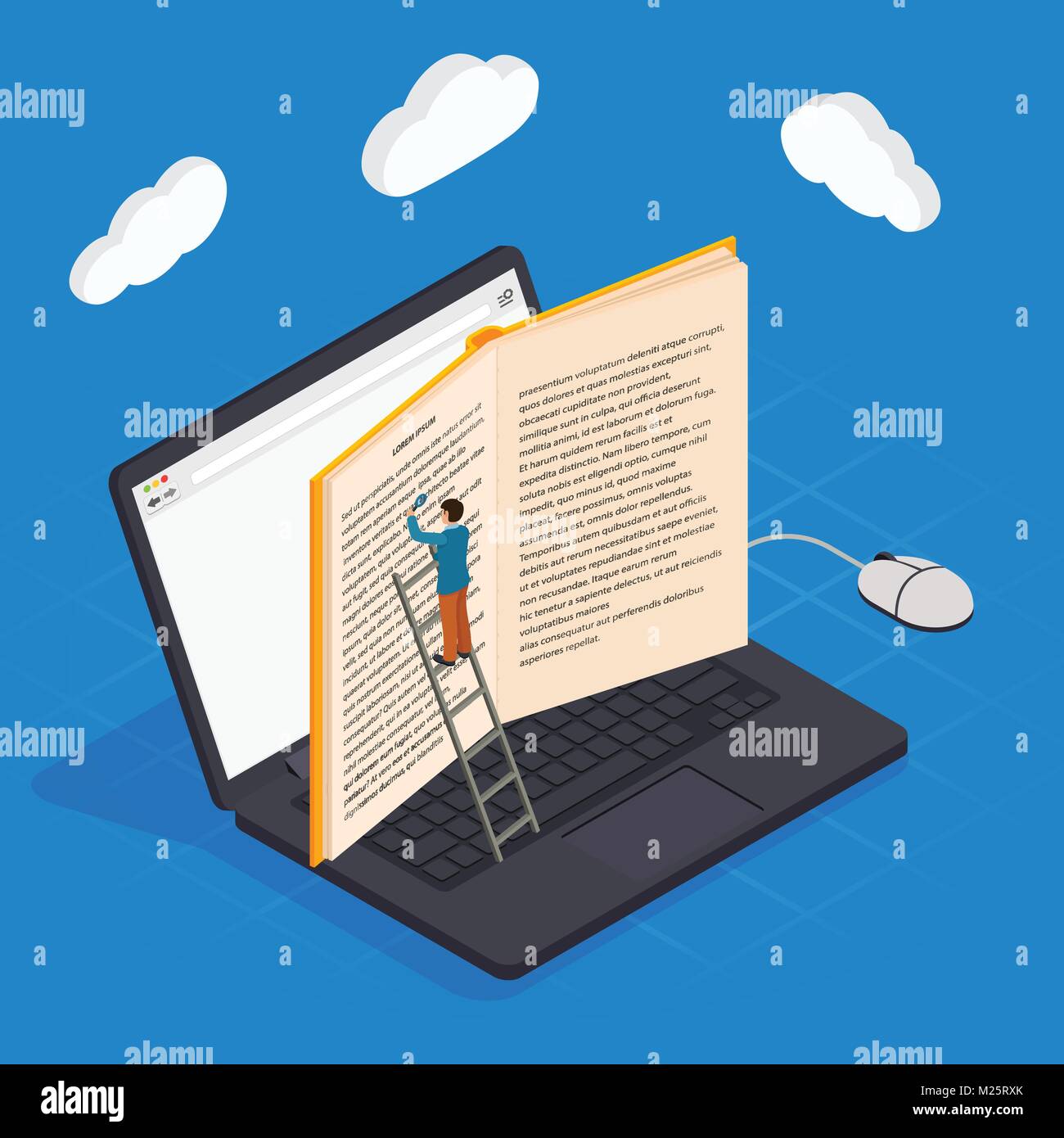 Online education isometric icons composition with laptop book ...