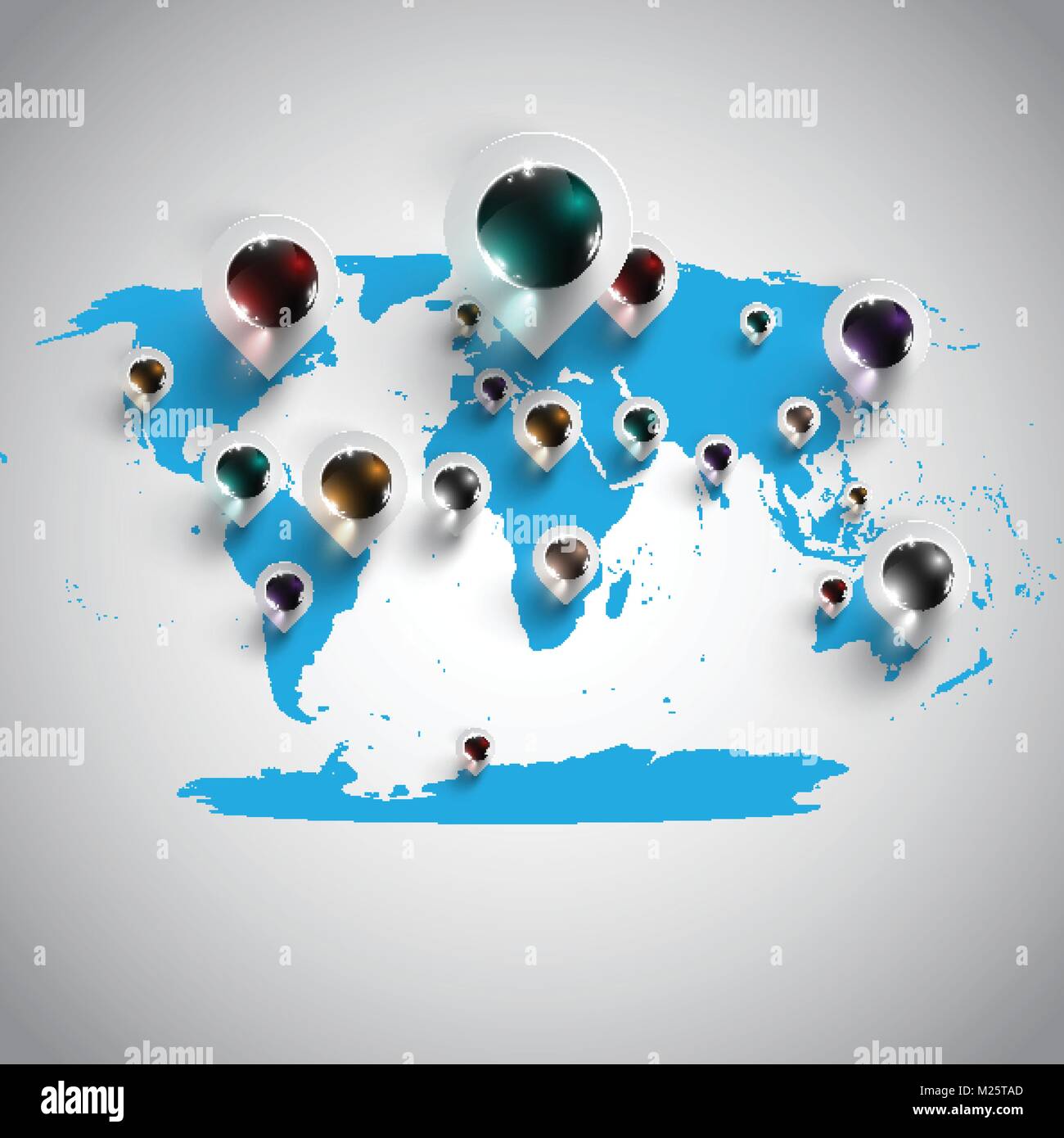 World map with pins vector Stock Vector Image & Art - Alamy
