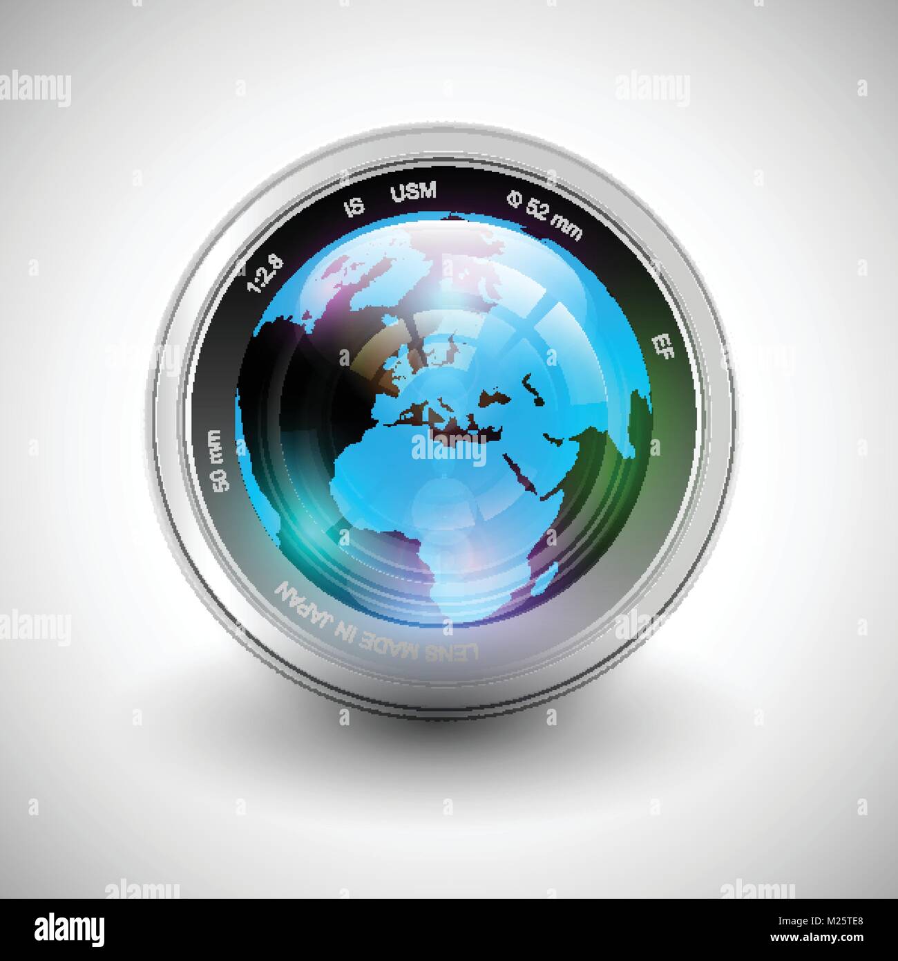 Vector illustration of a camera with earth on it Stock Vector Image ...