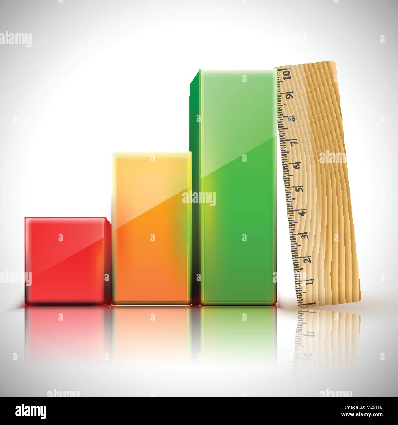 Illustration of a finace graph with a wooden ruler Stock Vector Image ...