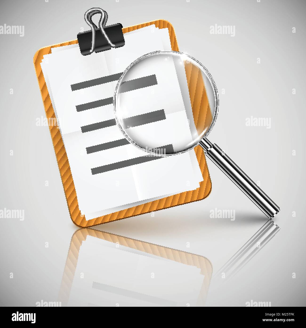 Vector illustration of a document table with a magnifier Stock Vector ...