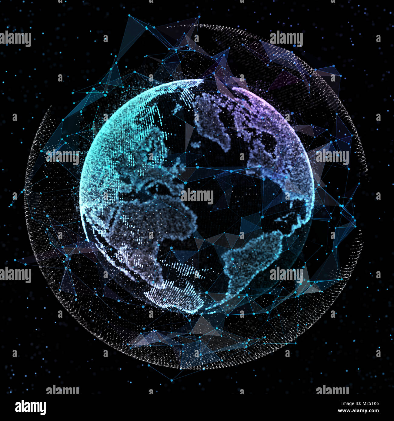 3d illustration of detailed virtual planet Earth. Technological digital ...