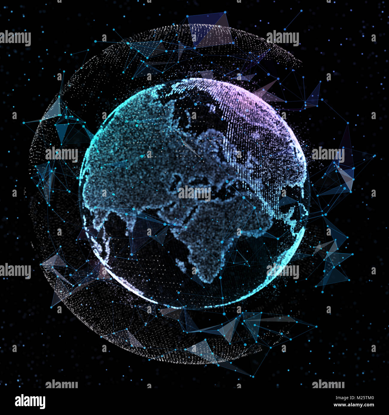 Communication in digital network. Earth Globe. 3d illustration Stock ...
