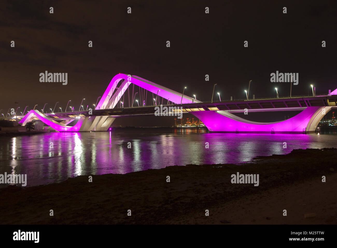 The Sheikh Zayed bridge in Abu Dhabi. Its curved design arches evoke ...