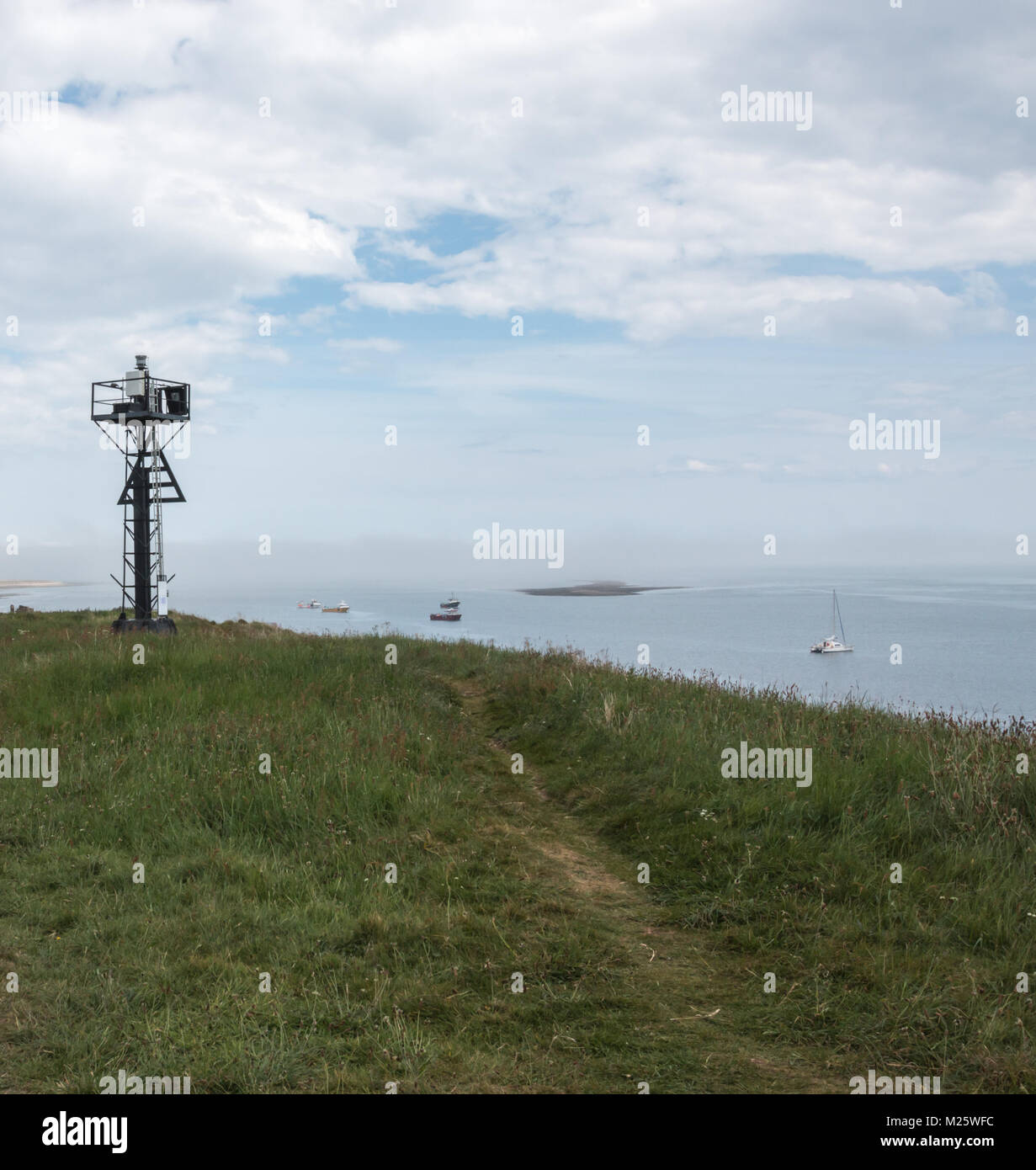 Viewing tower on Lindisfarne, Holy Island to the sea Stock Photo - Alamy