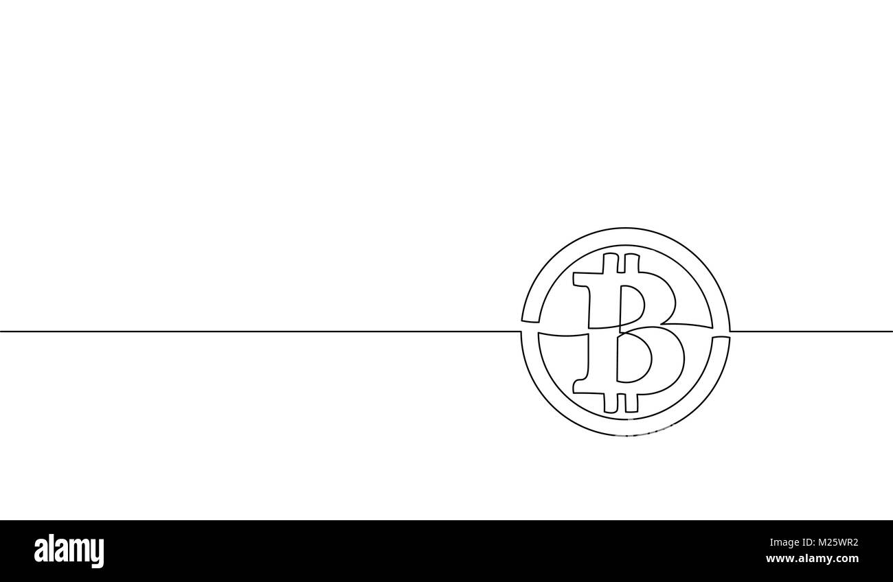 Single continuous line art bitcoin cryptocurrency silhouette ...