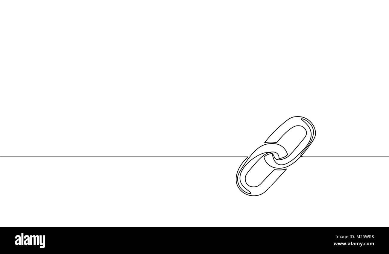 Single continuous line art blockchain link silhouette. Hyperlink sigh ...