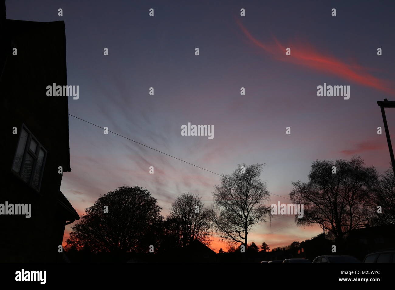 Multi-Coloured Sky Gradient at Dusk in Winchester Stock Photo - Alamy