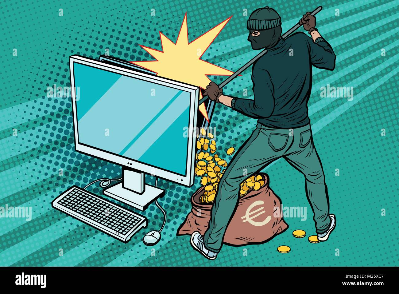 Cartoon hacker man laptop computer hi-res stock photography and images ...