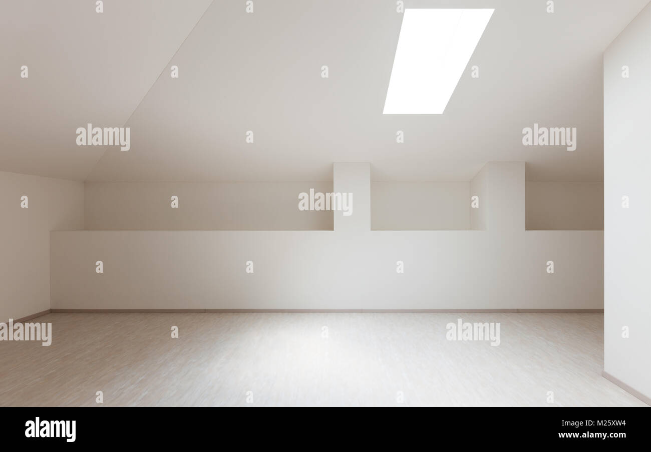 Interior empty loft, wide room, walls white Stock Photo - Alamy