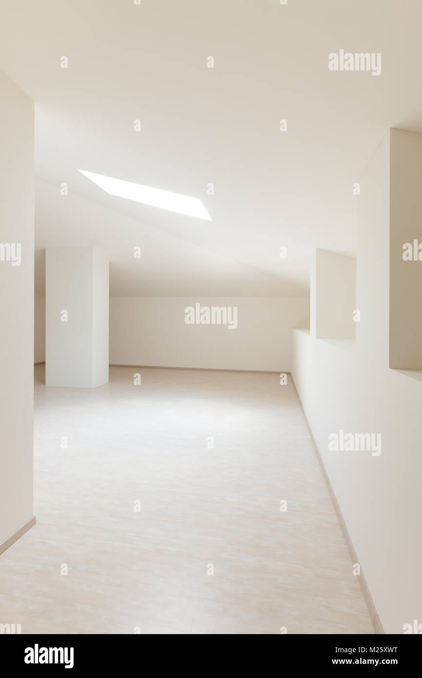 Interior empty loft, wide room, walls white Stock Photo - Alamy