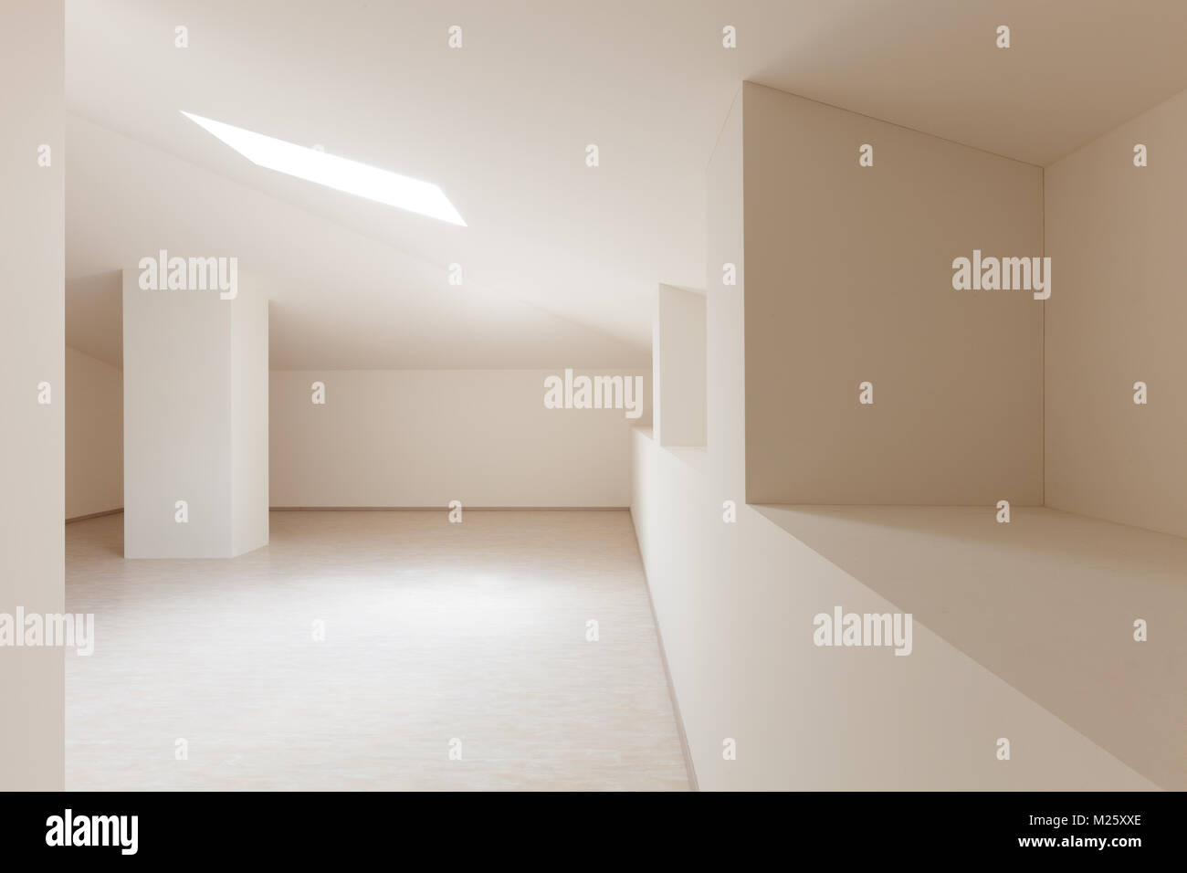 Interior empty loft, wide room, walls white Stock Photo - Alamy