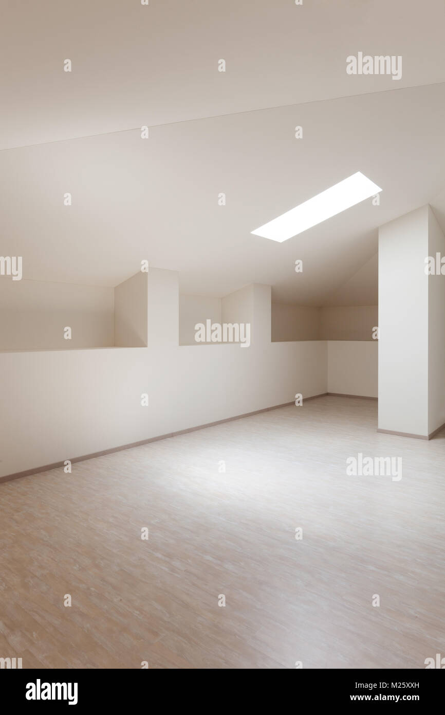 Interior empty loft, wide room, walls white Stock Photo - Alamy