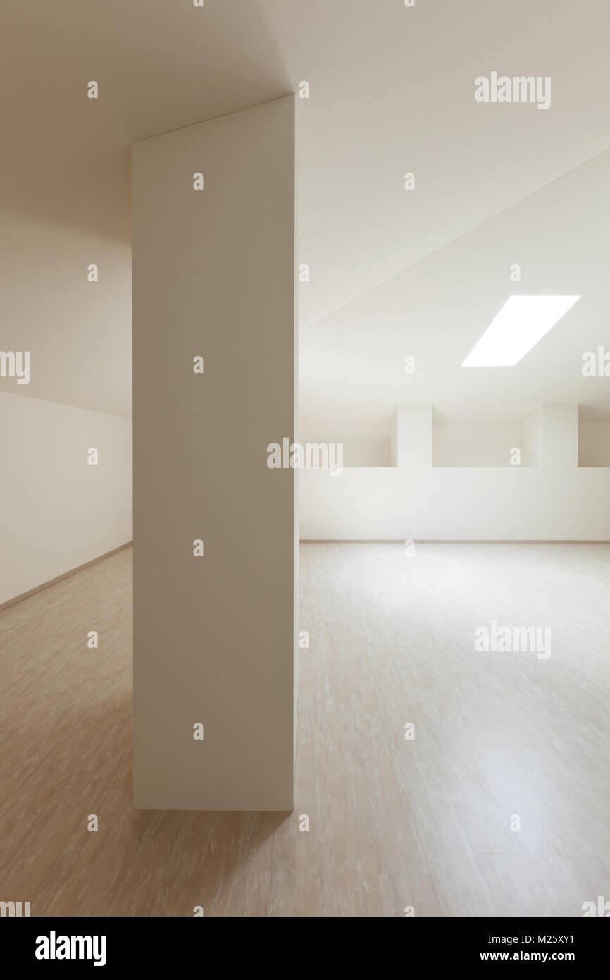 Interior empty loft, wide room, walls white Stock Photo - Alamy