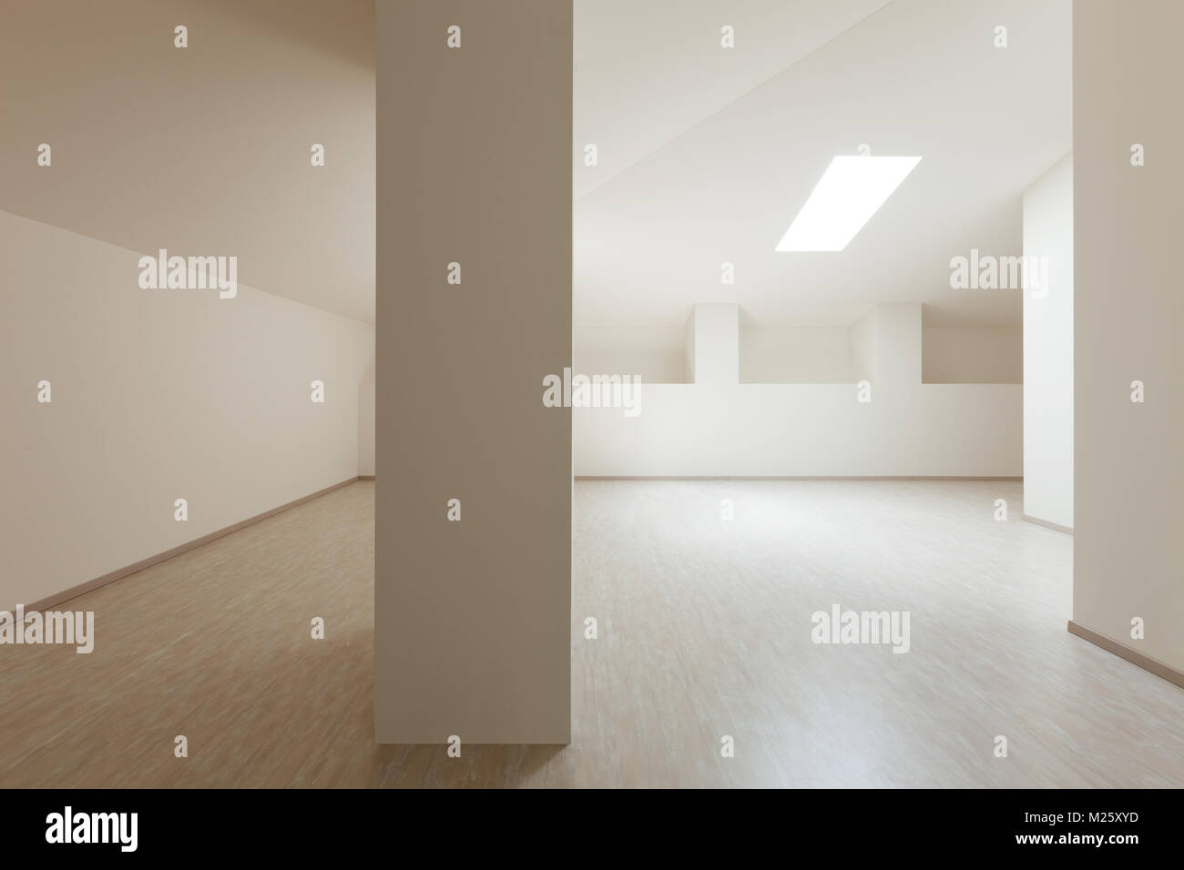 Interior empty loft, wide room, walls white Stock Photo - Alamy