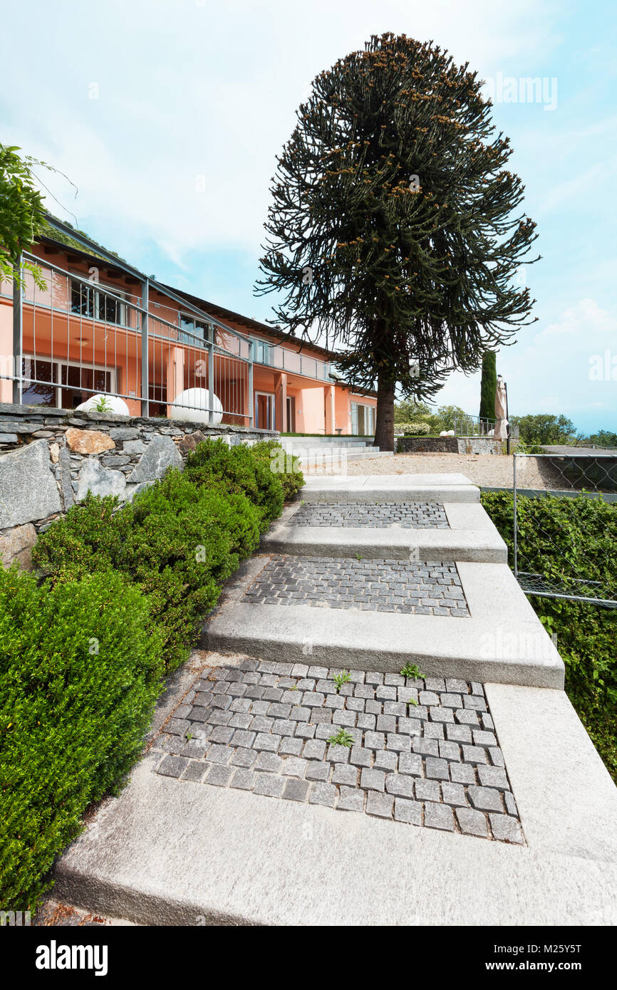 Nice villa, view from the pathway, outdoor Stock Photo - Alamy