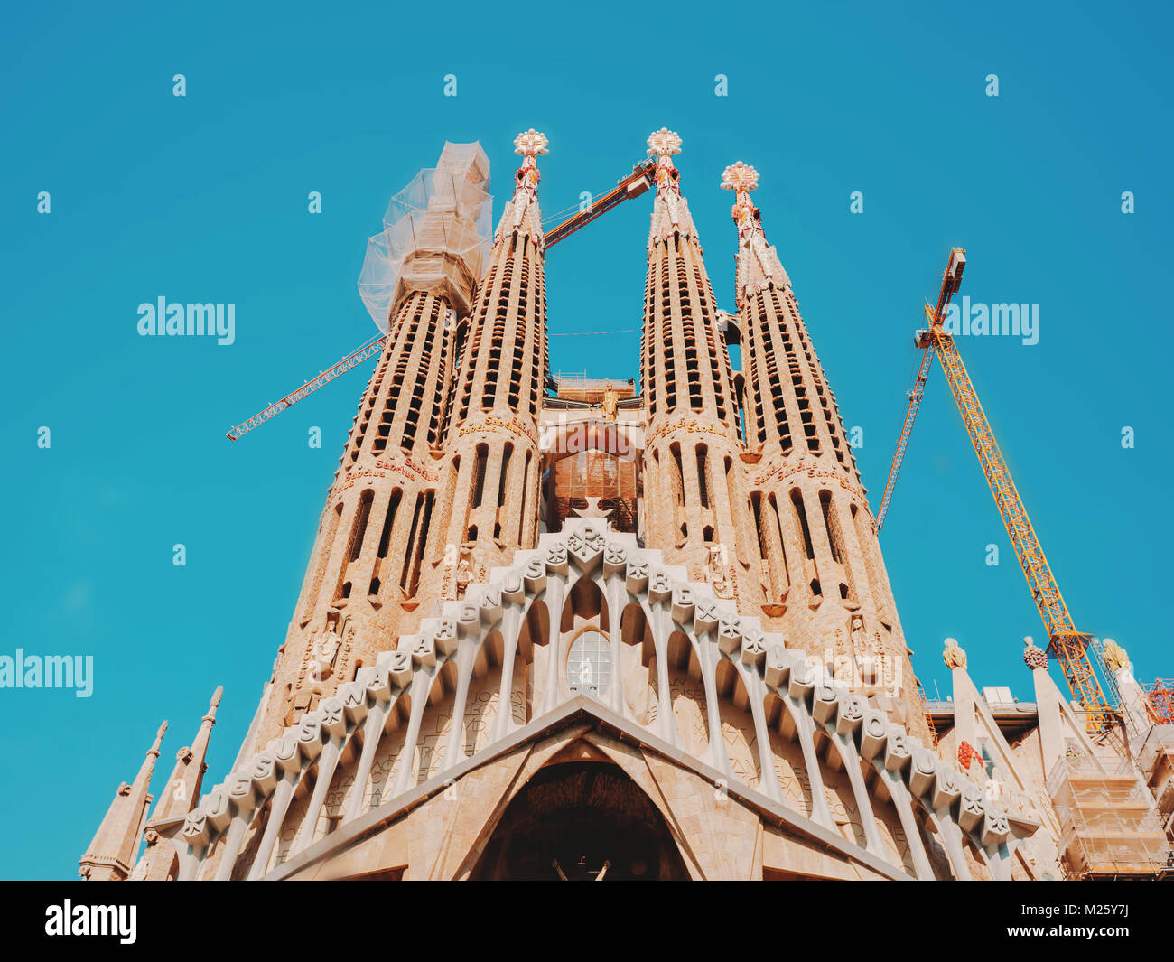 Frontal view of this architecture masterpiece, "La Sagrada Familia" by ...