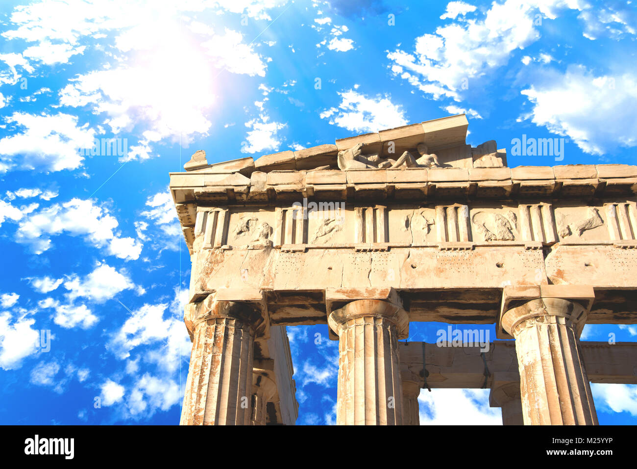 Fragment of the Temple of Parthenon temple on the Acropolis in Athens ...