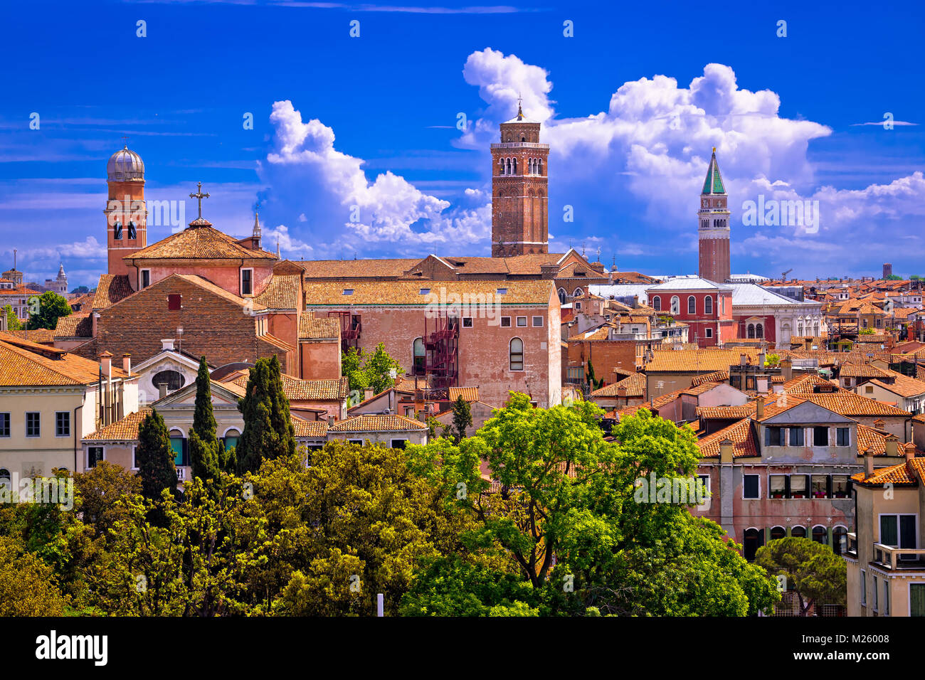 Skyline and rooftops of Venice, famous tourist destination in Veneto ...