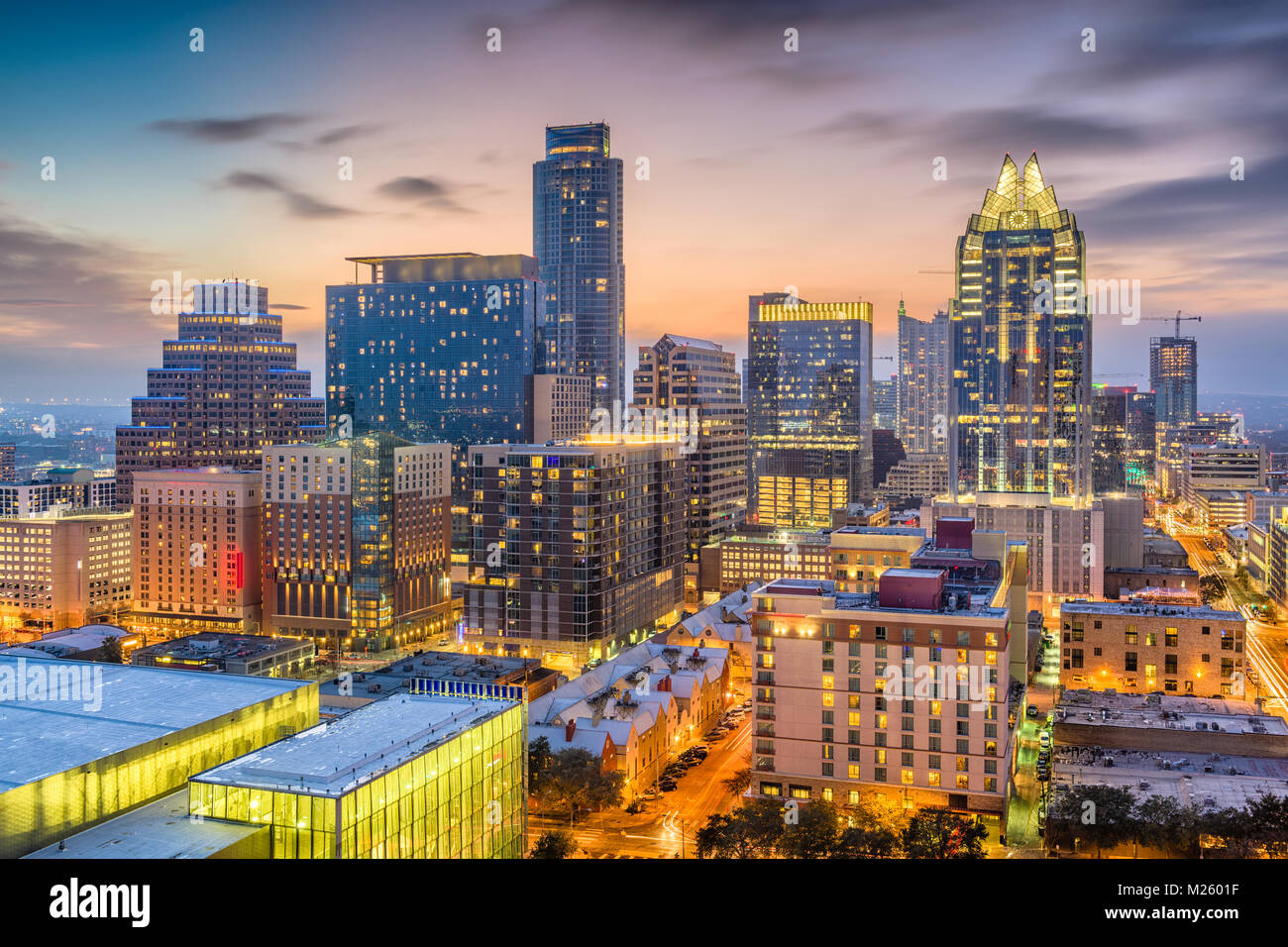 Austin, Texas, USA downtown cityscape at dusk Stock Photo - Alamy