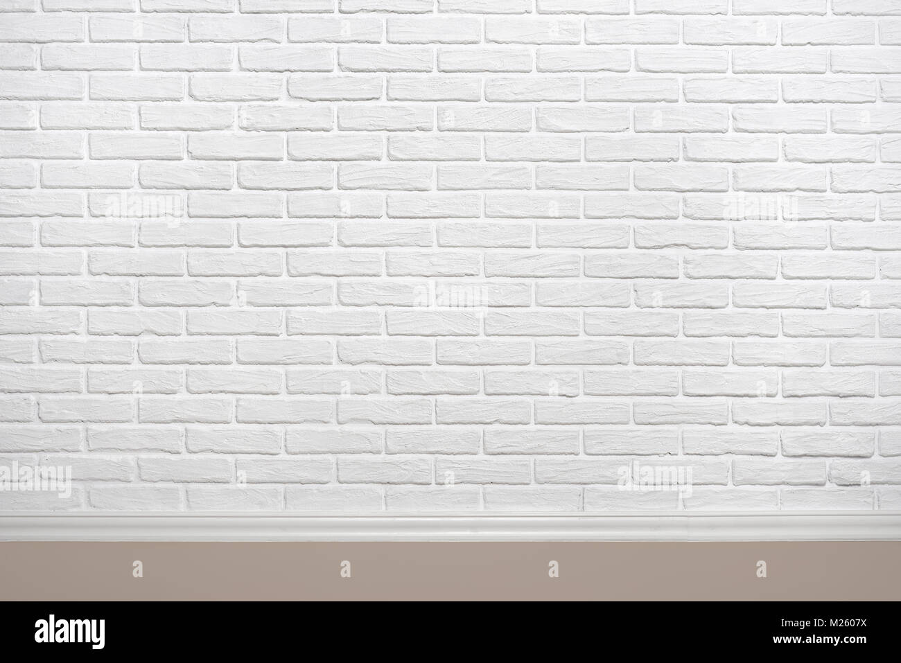 white brick wall with floor for background or texture, , abstract photo ...