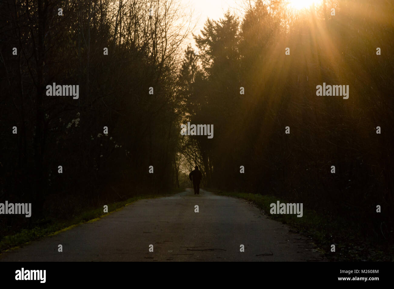 Man walking to sun road hi-res stock photography and images - Alamy