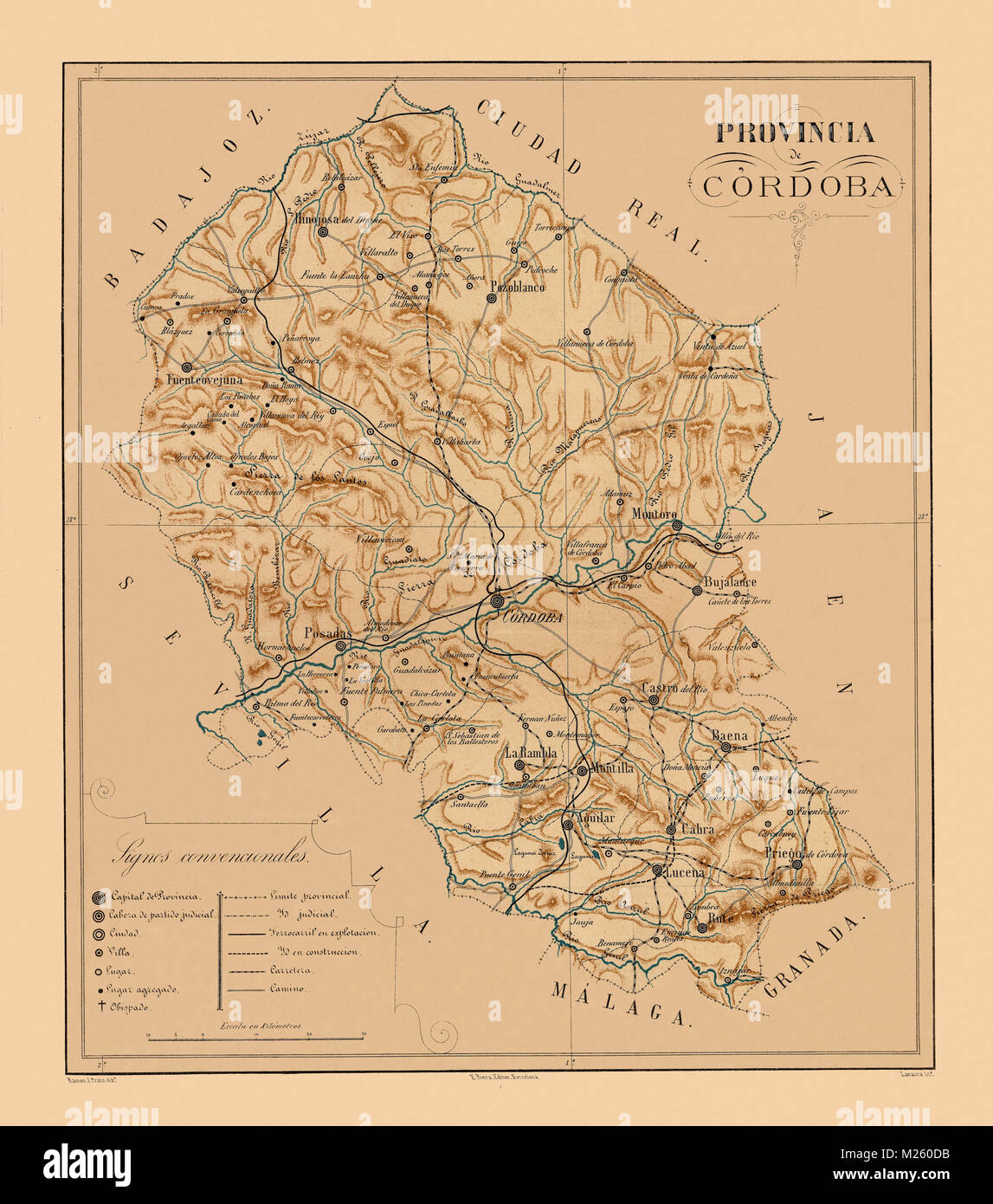 Historical map of Cordoba, Spain circa 1800 Stock Photo - Alamy