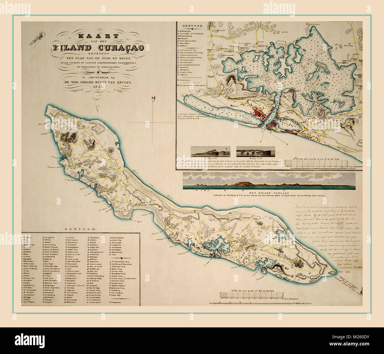 Historical map of Curacao circa 1836 Stock Photo - Alamy