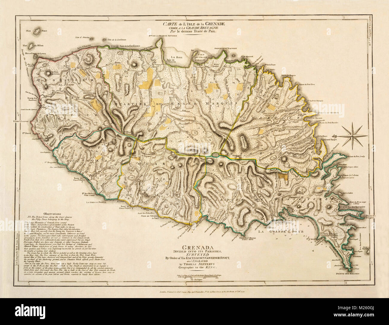 Historical map of Grenada circa 1771 Stock Photo - Alamy