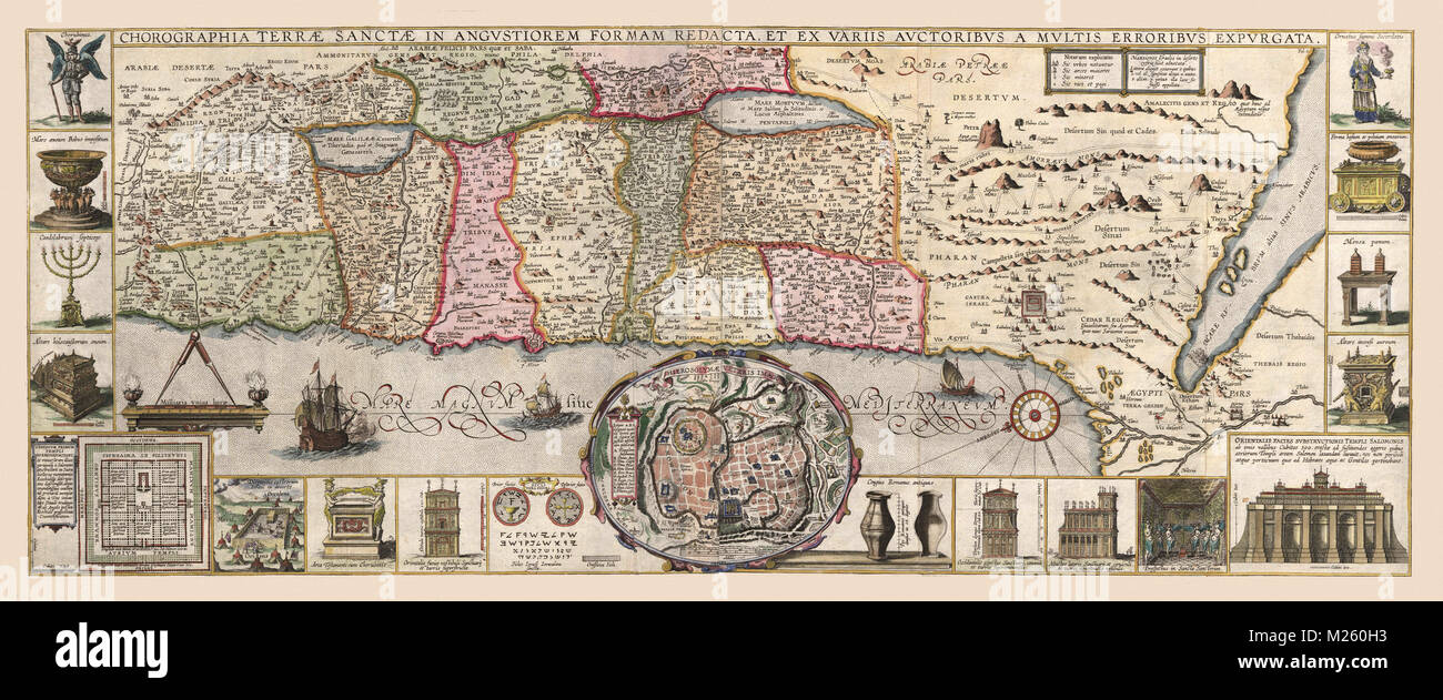 Historical map of the Holy Land circa 1642 Stock Photo - Alamy