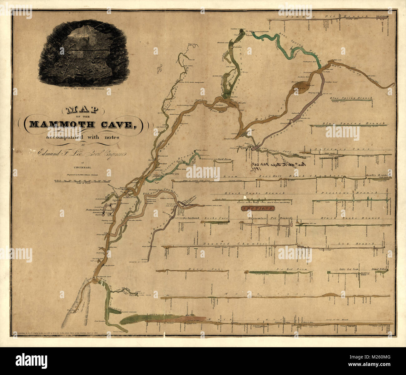 Vintage map of mammoth cave hi-res stock photography and images - Alamy