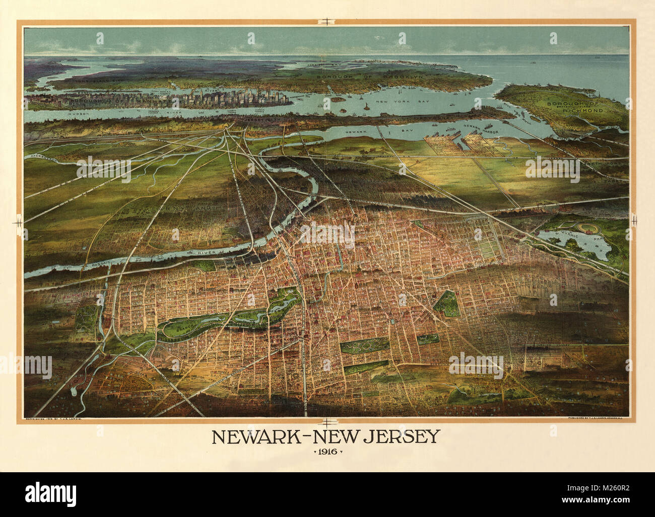 Historical map of Newark, New Jersey circa 1916 Stock Photo - Alamy