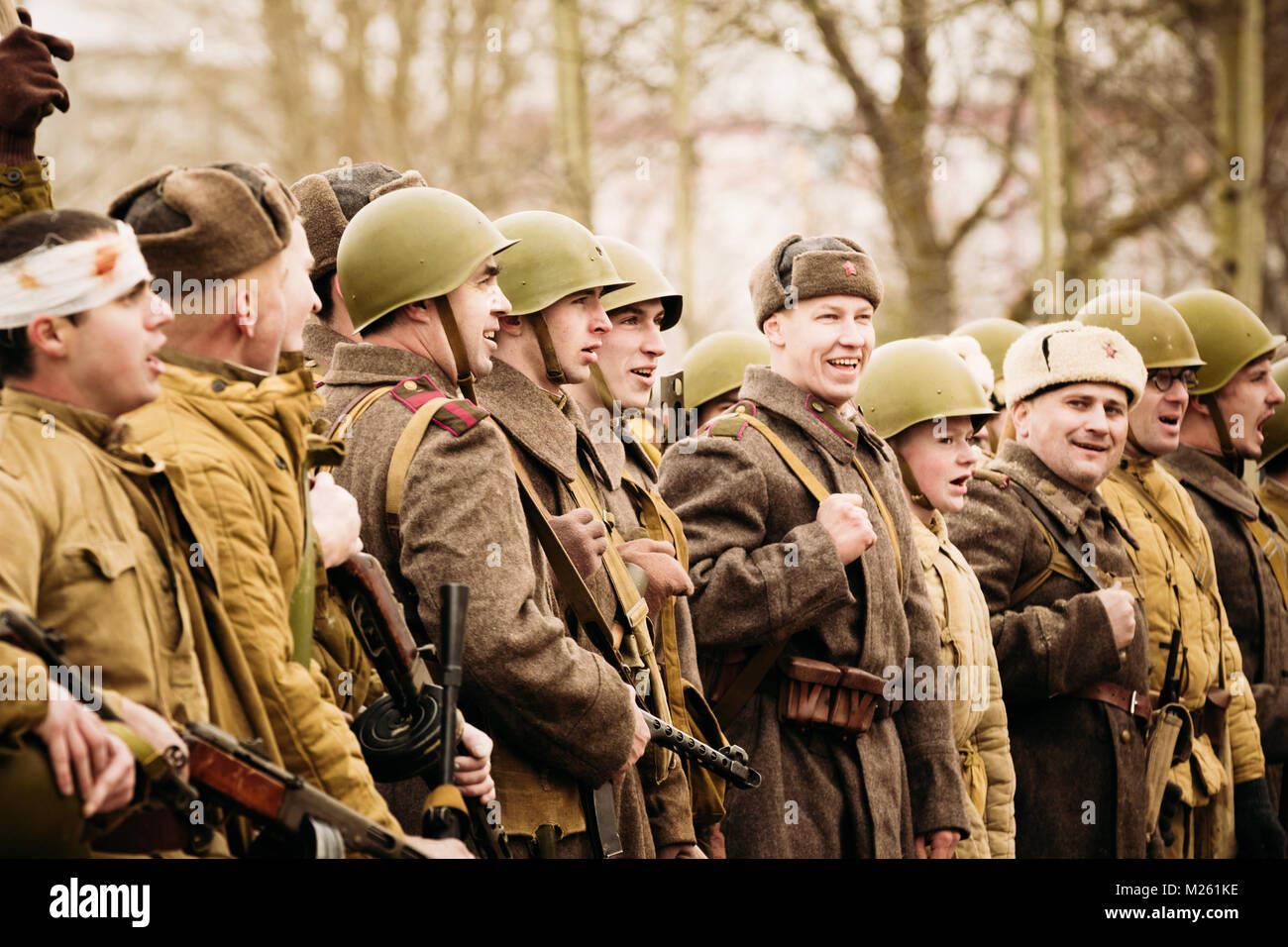 Gomel, Belarus - 26 November 2016: Structure Soviet Army soldiers in ...