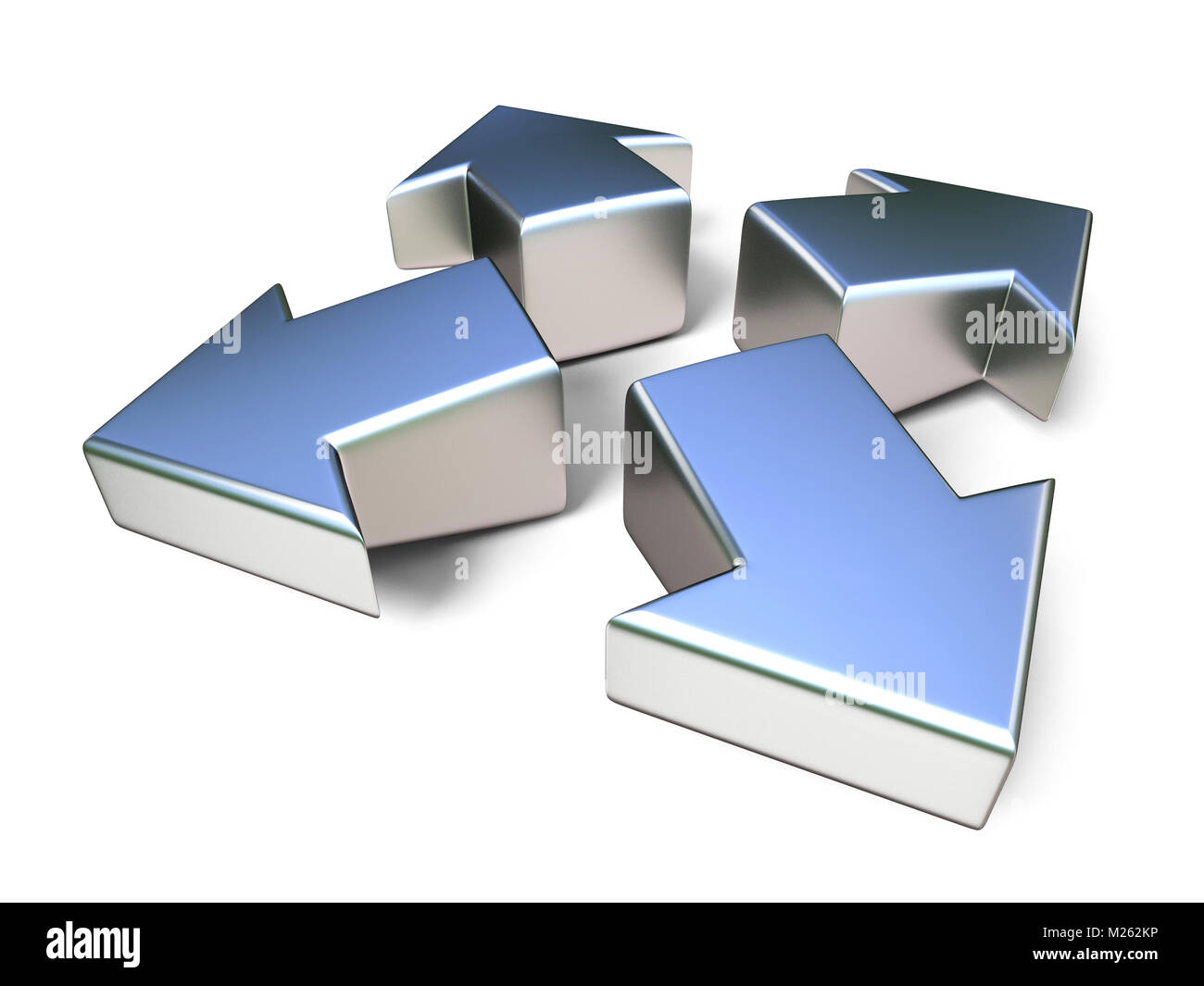 Metal arrows expanding 3D render illustration isolated on white ...