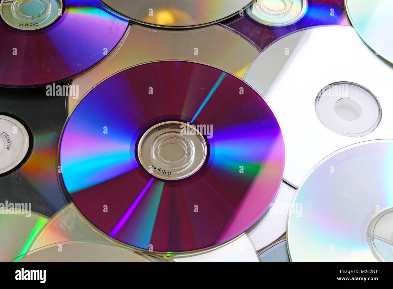 Cd,dvd reflective shiny cd dvds blue ray texture pattern. Close up ...