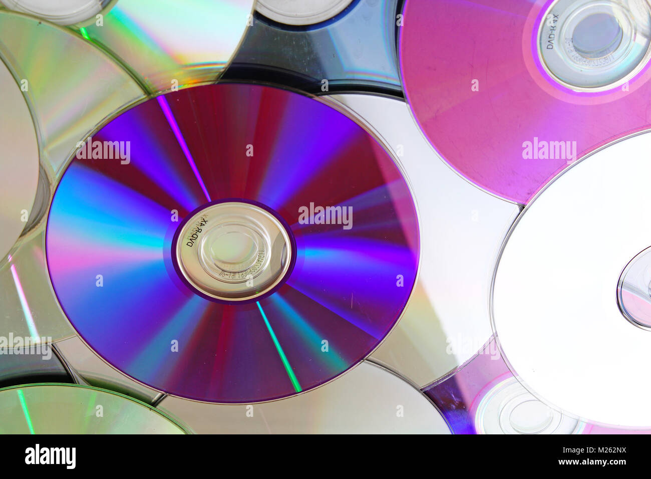 Cd,dvd reflective shiny cd dvds blue ray texture pattern. Close up ...